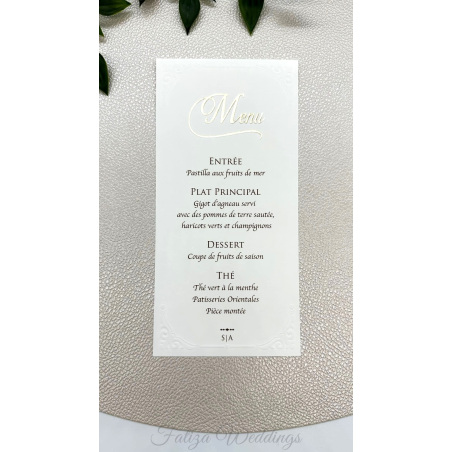 Menu individuel table mariage - Champêtre Doré