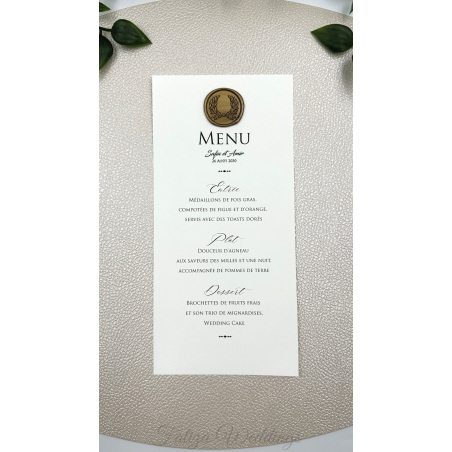 Menu individuel table mariage - Menu Élégance Cire